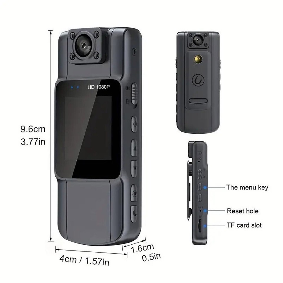 20Hour 1080P Camcorder Mini Police Body Camera HD 180° Video DVR IR ...