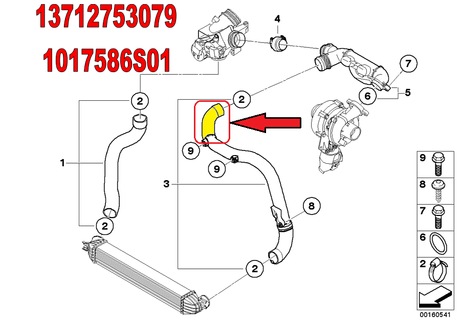 TUBO TURBO D’ARIA MANICOTTO INTERCOOLER MINI COOPER R55 R56 ONE D 1.6 ...