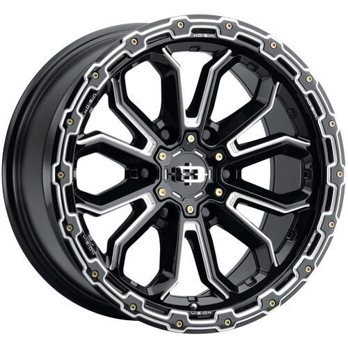 (4) Vision 410 Korupt Van 17x7.5 6x130 +45mm Black/Milled Wheels Rims ...