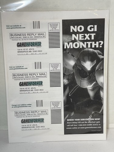 Vintage Game Informer Magazine Subscription Mail Away Samus Metroid Art ...