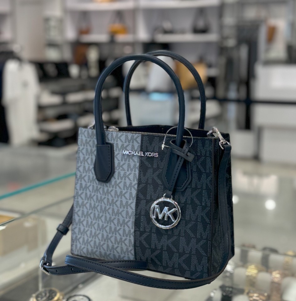 MICHAEL KORS MERCER MD SATCHEL SHOULDER MESSENGER BAG MK NAVY MULTI ...