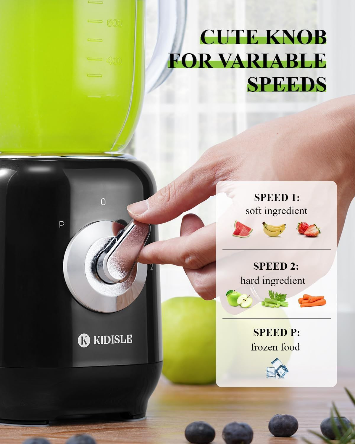 KIDISLE Retro Blenders for Kitchen, 34oz Glass Jar, 700W Smoothie Black ...