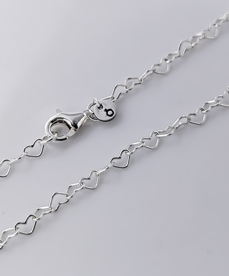 NEW 100% Authentic PANDORA 925 Ale S Linked Hearts Collier Necklace ...