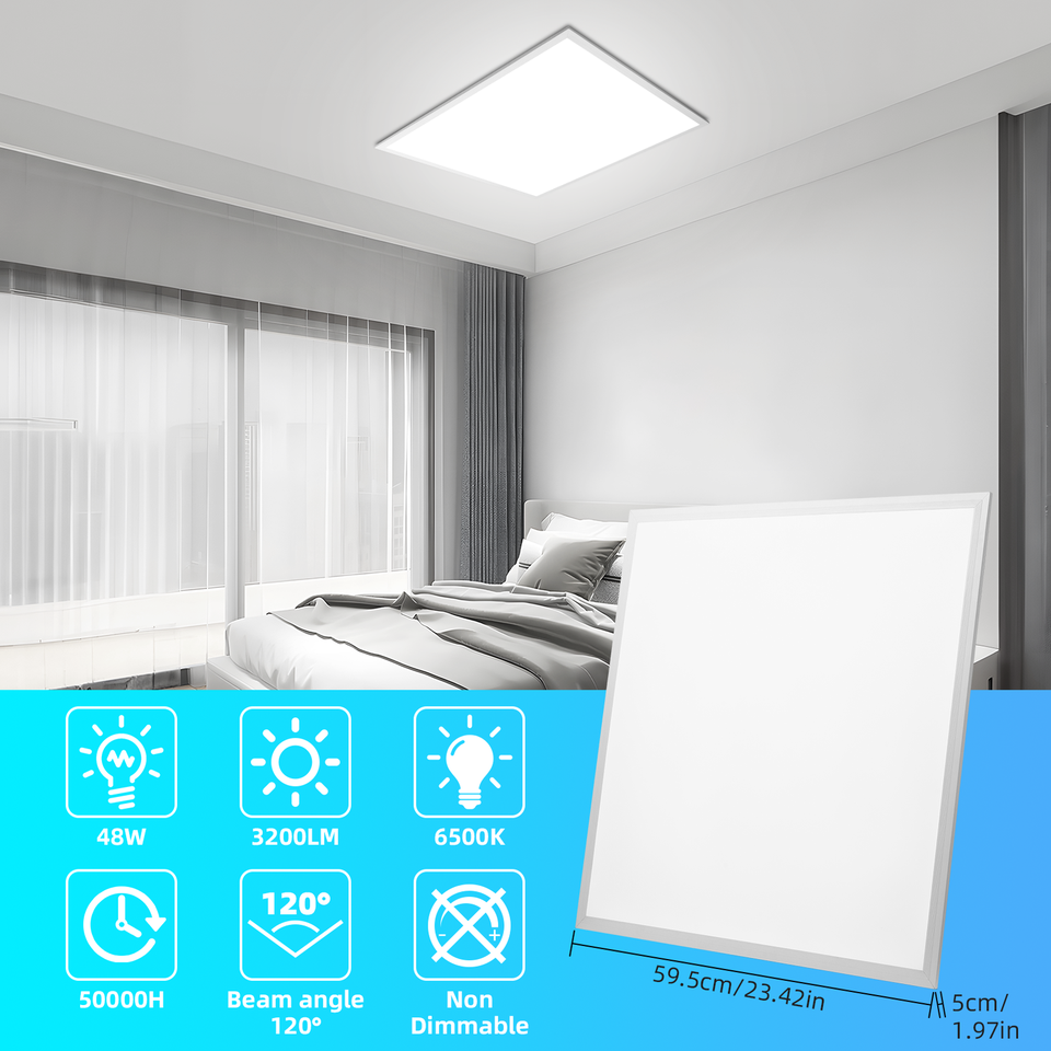 48W 600X600 LED Panel Light Suspended Ceiling Square Tile Grid 65K ...