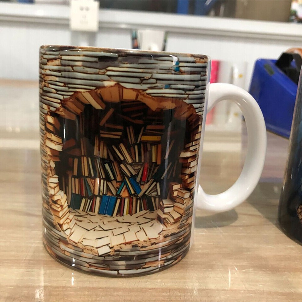 2024 3D Bookshelf Mug-Library Book Shelf Mugs Book Lover Ceramic Mug ...