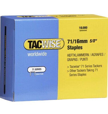Tacwise 0372 Type 71 / 16 mm Galvanised Upholstery Staples, Pack of ...
