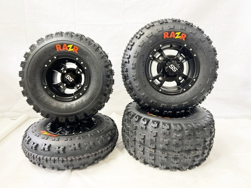 ITP SS112 Black Front Rear Rims Maxxis Razr Tires YFZ450 Raptor 700 ...