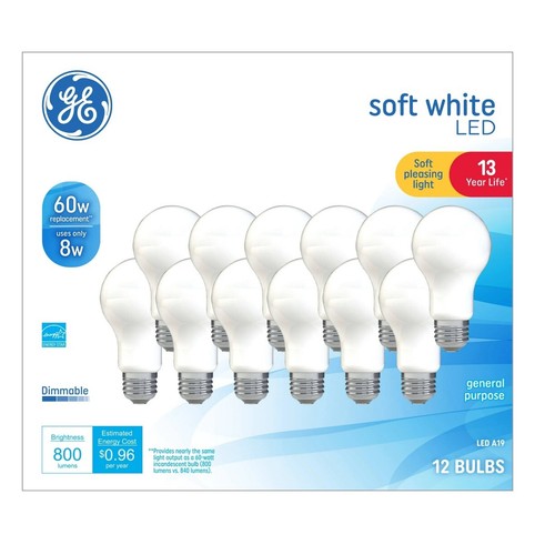GE Soft White LED Light Bulbs 60 watt - 12 pack - 13 Year Life | eBay