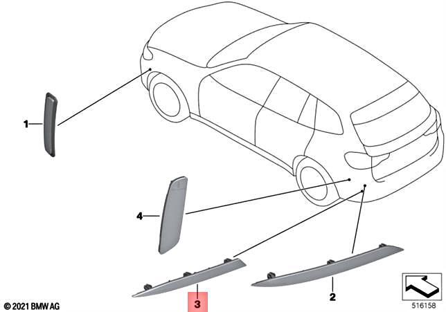 Genuine BMW X3 M G01 G08 iX3 M Sport X3 18d 20dX Reflector Left M ...