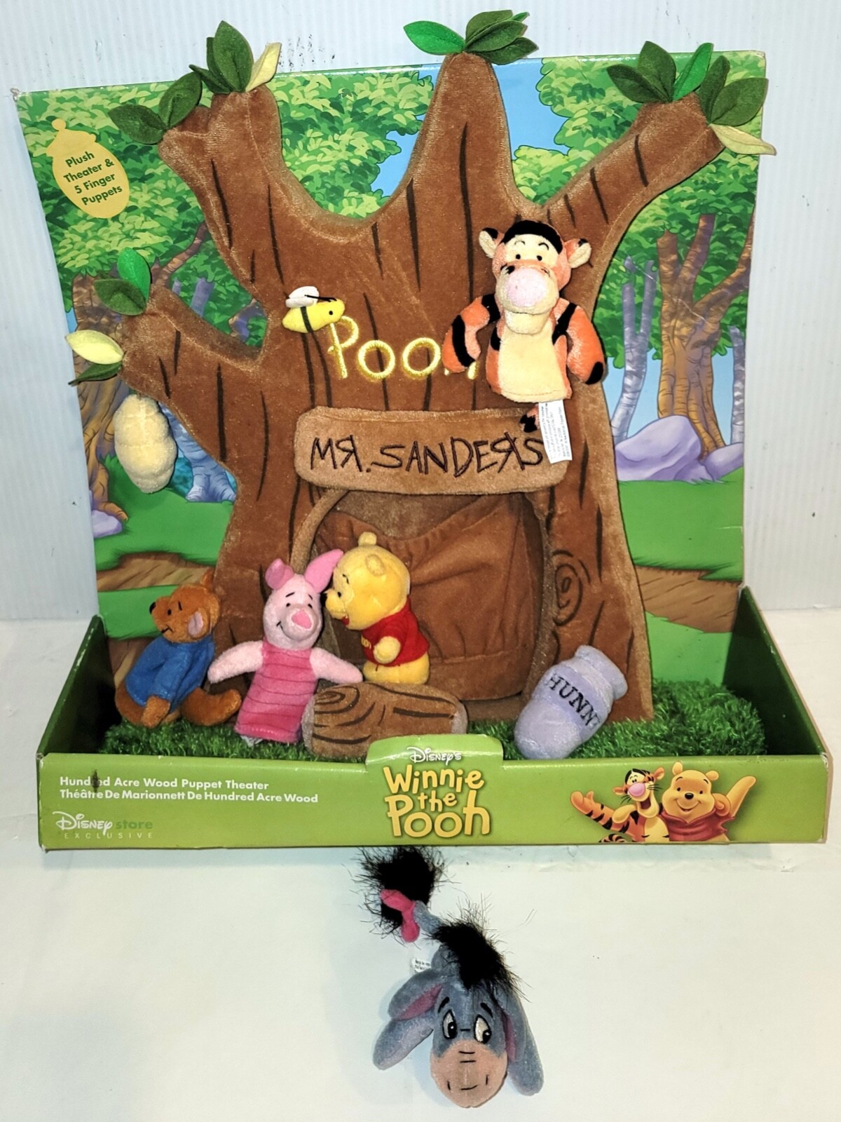 Disney Store Plush Winnie The Pooh Mr Sanders Tree House 5 Finger ...