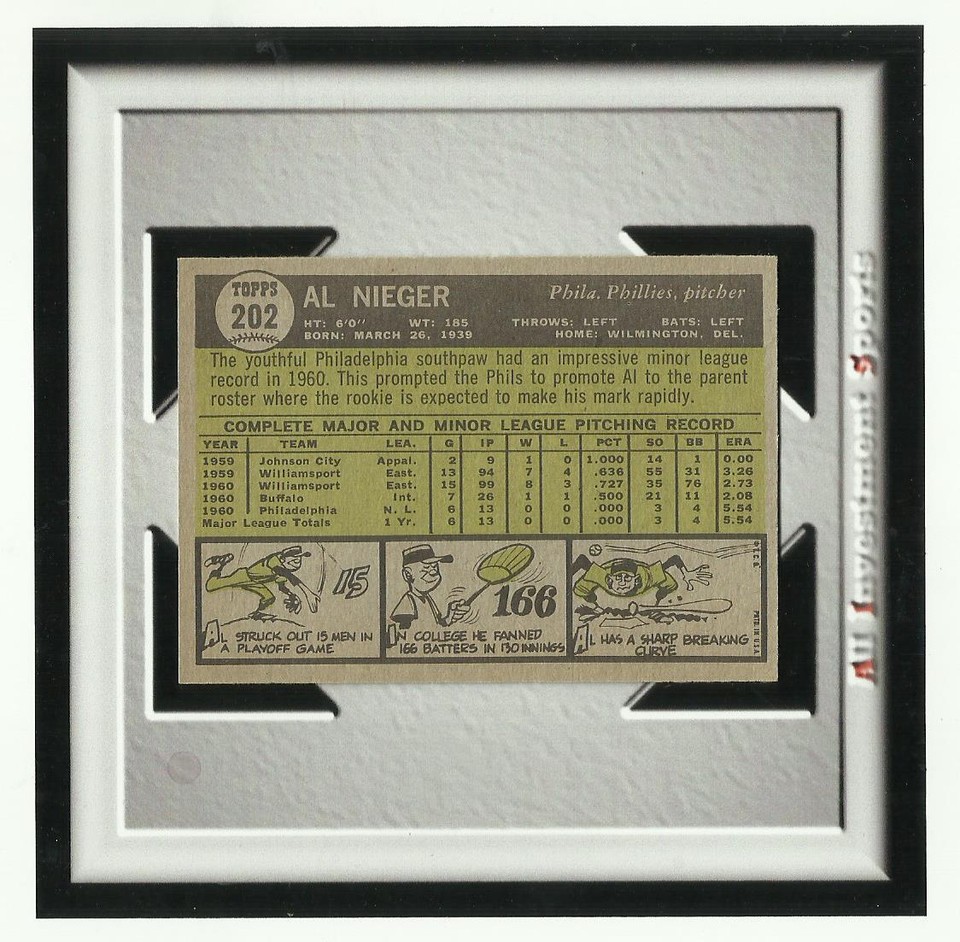 1961 Topps AL NEIGER #202 NM-MT **great baseball card for your set ...