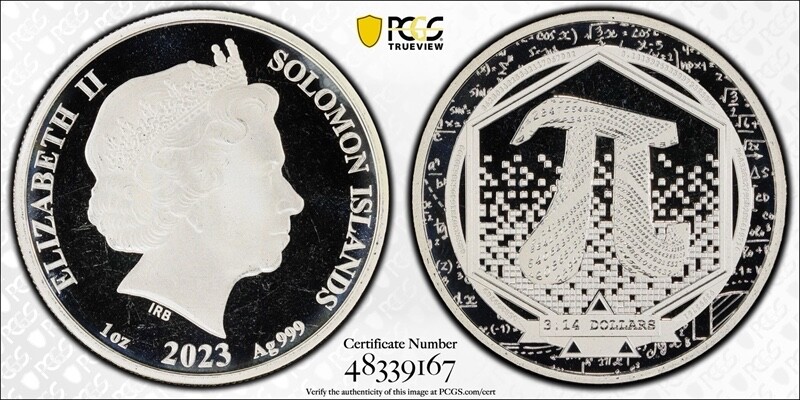 2023 Solomon Islands $3.14 Number Pi - Proof - Gold Shield Label ...