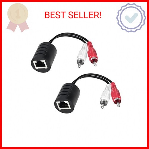Audio Balun, 2-Pack Stereo RCA to Stereo RCA Audio Extender Over Cat5 ...