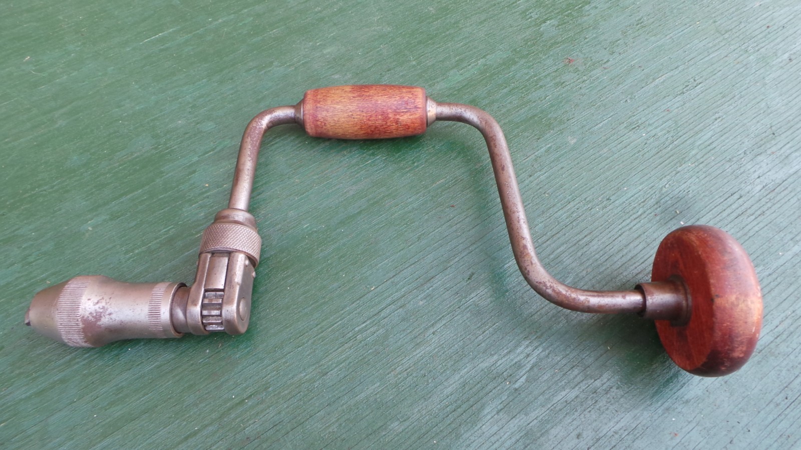 Vintage Bit Brace Hand Drill with Wooden Handle Signed "FULTON 10 Made ...