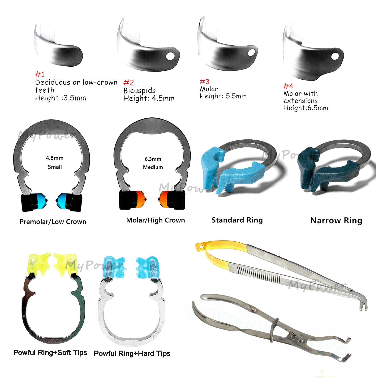 Dental Matrix Bands Ring Sectional Matrice Clamp/Plier/Tweezers Fit ...