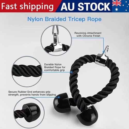 Tricep Rope Gym Press Down Push Pull Cord Multi Lat Bar Pulley Cable ...