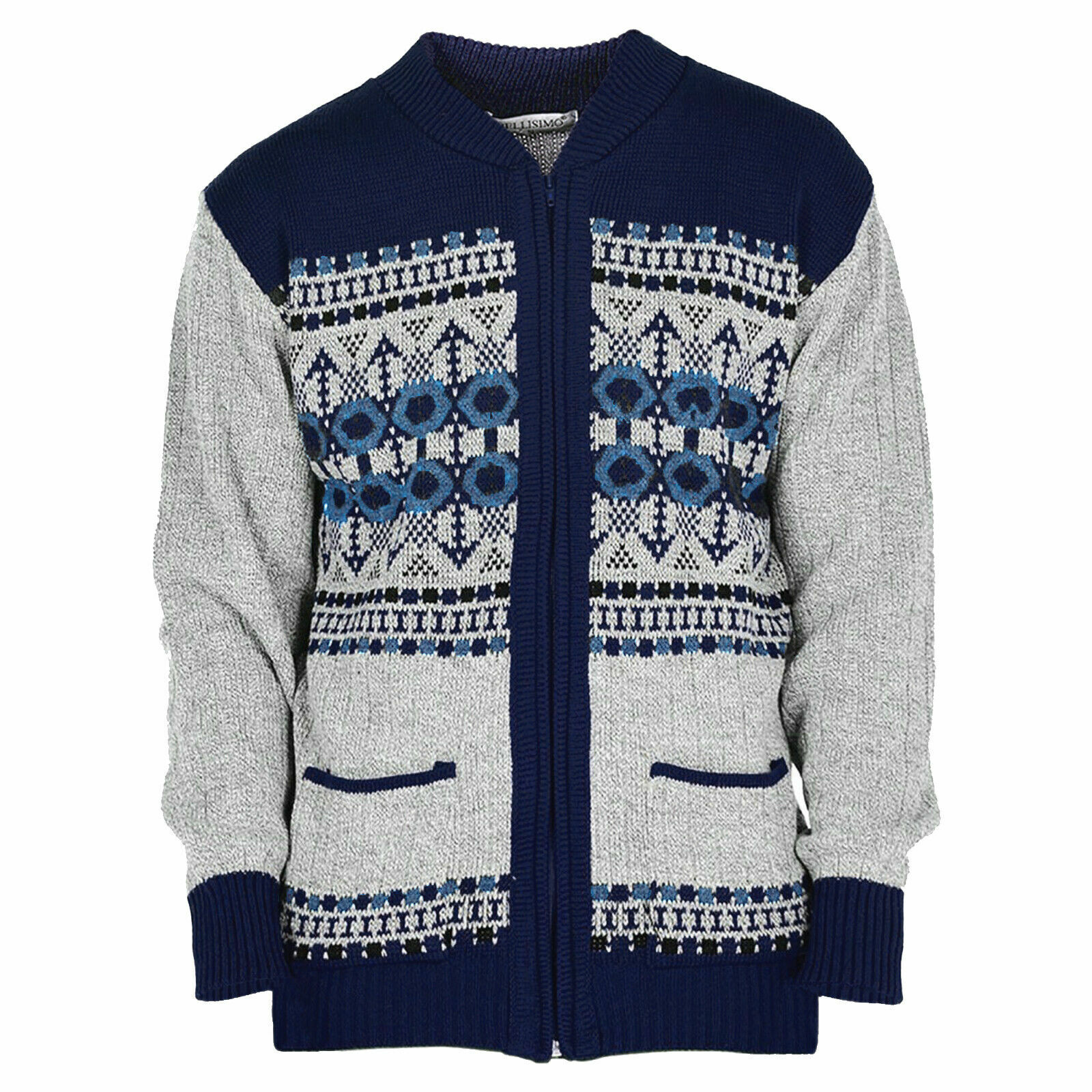 MENS CLASSIC CARDIGAN AZTEC PATTERN ZIP THICK WARM KNITTED JUMPER ...