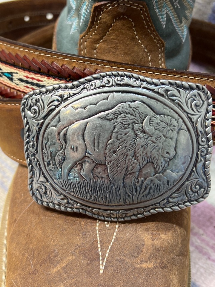 BUFFALO CONCHO WESTERN SILVER BELT ADJUSTABLE BUCKLE MEN WOMEN UNIQUE ...
