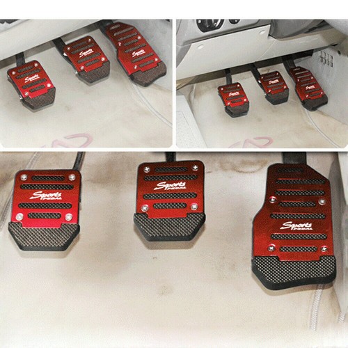 3pcs Universal Non Slip Manual Car Gas Brake Foot Pedal Pad Cover Red ...
