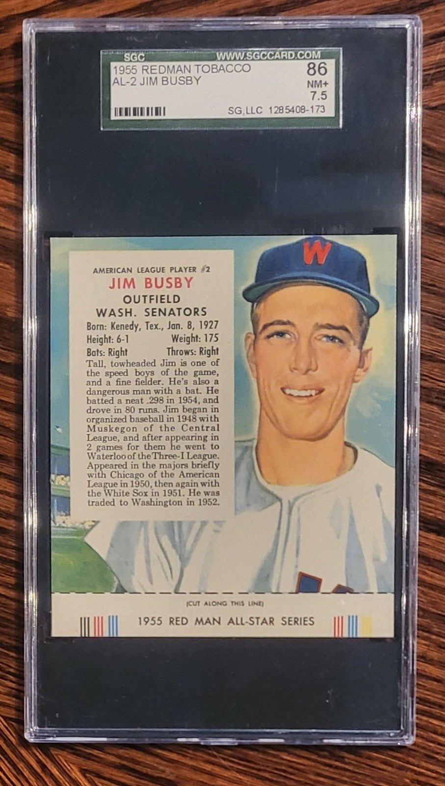 1955 RED MAN TOBACCO JIM BUSBY AL #2 WITH TAB SGC 7.5 NM+ | eBay