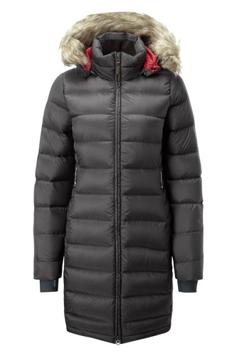 UK 8 RAB Womens Deep Cover Down Insulated Parka Graphene (Dark Grey ...