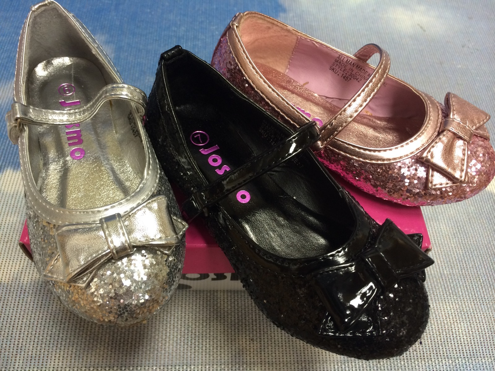 Josmo Glitter Hook & Loop Mary Janes Flats Causal / Dress Shoe Toddler ...