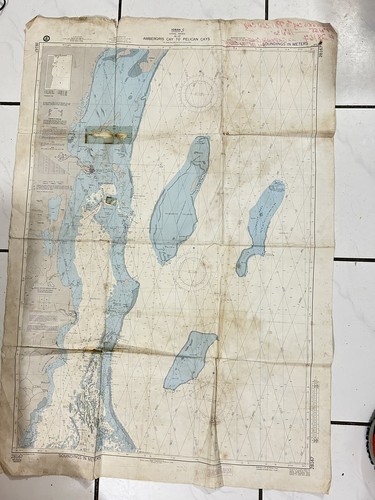Old Vintage Large 44" Nautical Map Belize Ambergis Cay To Pelican Cay ...