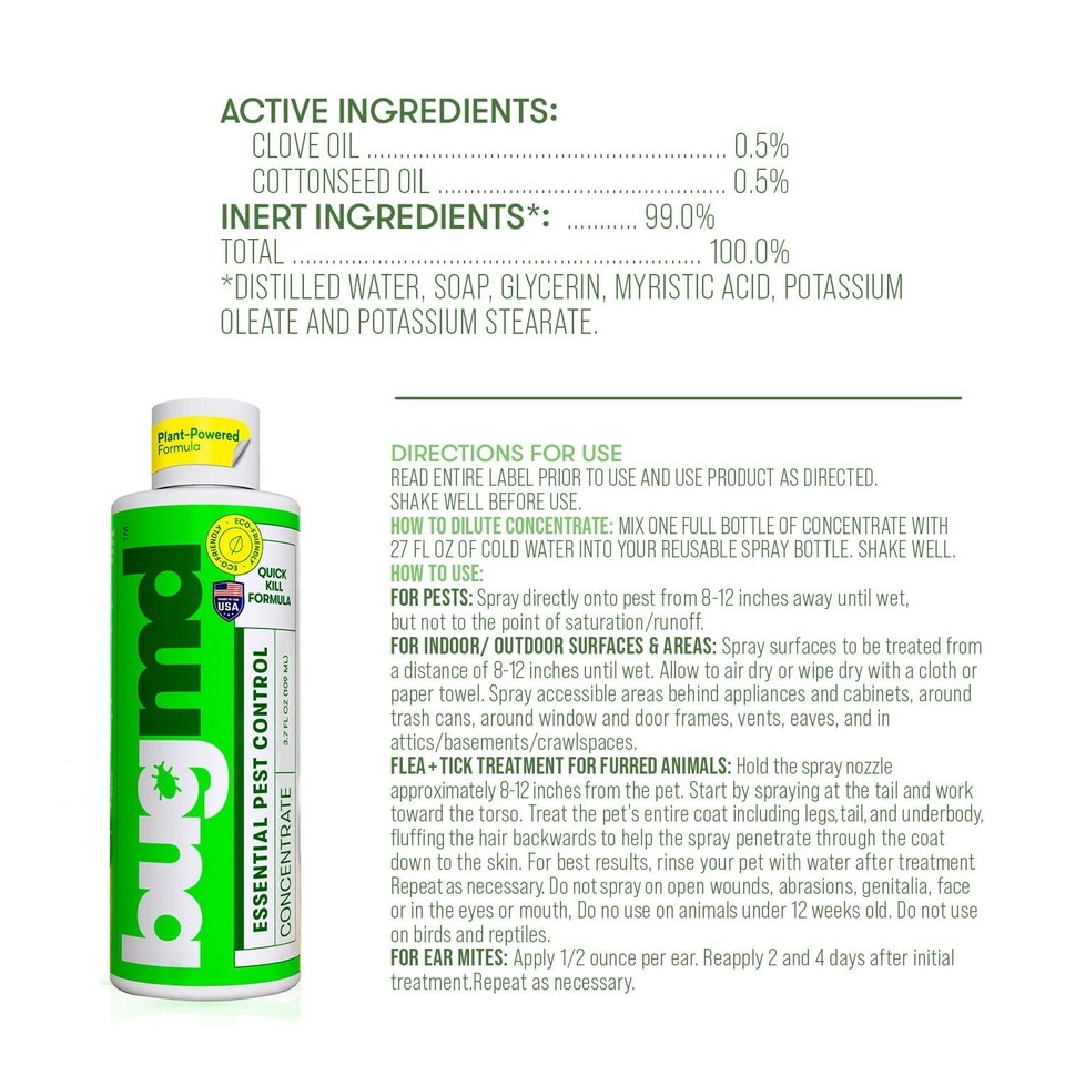 Pack of Two - BUG MD Essential Oils Concentrate 3.7 Oz Safely Kills ...