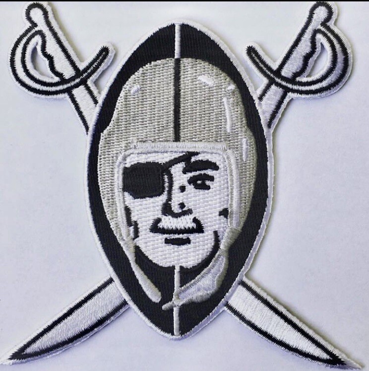 OAKLAND, LA, LV RAIDERS JERSEY PATCH SILVER & BLACK RAIDER 1963 LOGO ...