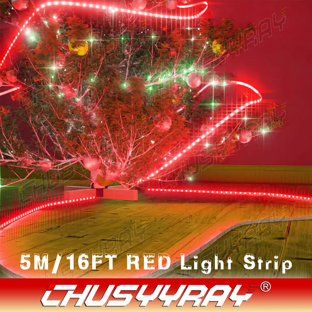 16ft Super Bright 2835 6000K Daylight RED LED Strip Lights 12V 6A Power ...