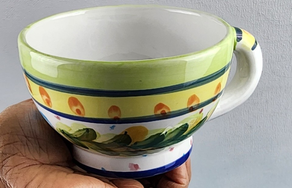 Bella Casa by Ganz - Colorful Tea/Coffee Cup - Large Green & Yellow ...