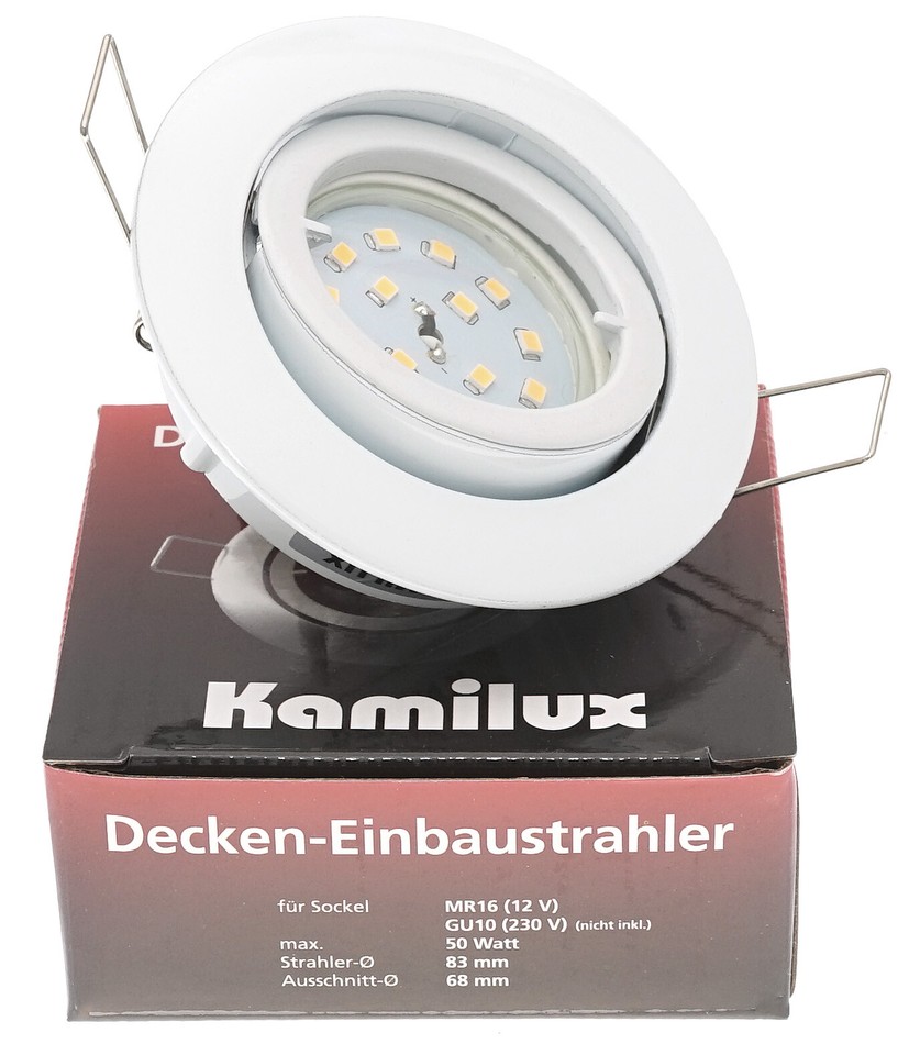 10 x LED Spots 230V 5W 68mm warmweiß 3000K Einbaustrahler LED ...