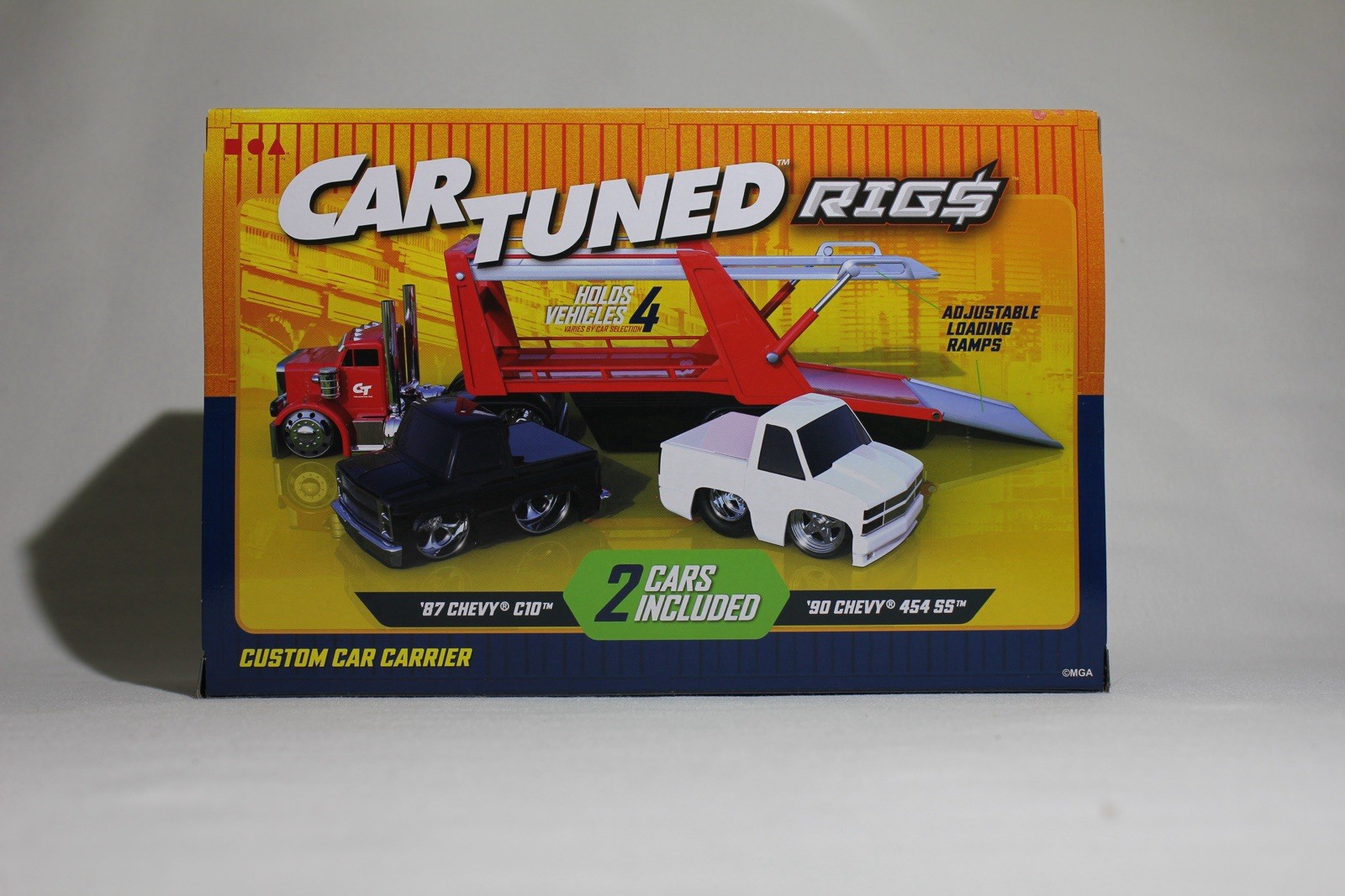 Car Tuned Rigs Custom Car Carrier w/ 2 Cars ‘87 Chevy C10 & ‘90 Chevy ...