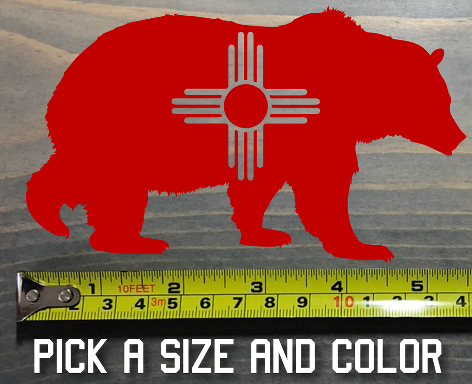 New Mexico Flag Sticker Decal 5.5" Bear Zia State American Yellow Fly ...