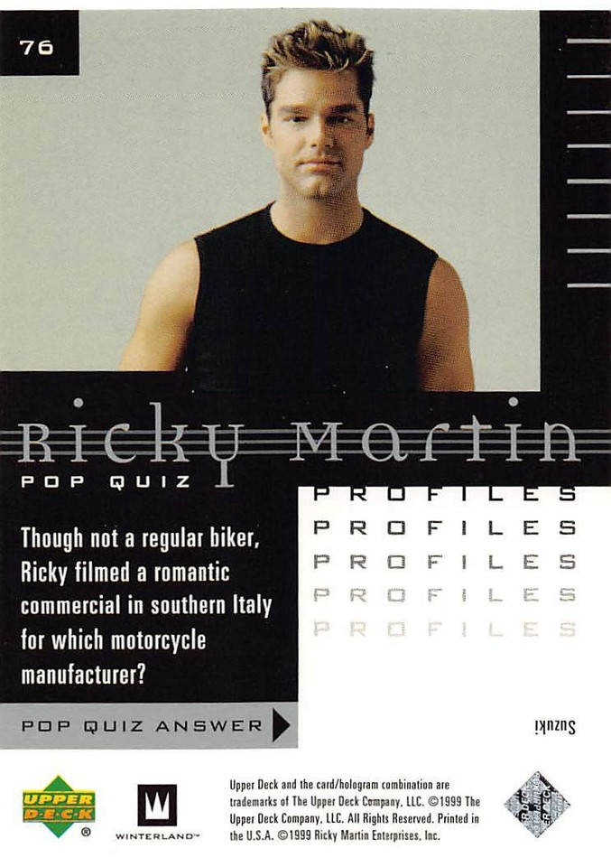 Ricky Martin Ricky Martin 1999 Upper Deck Trading Card #76 | eBay