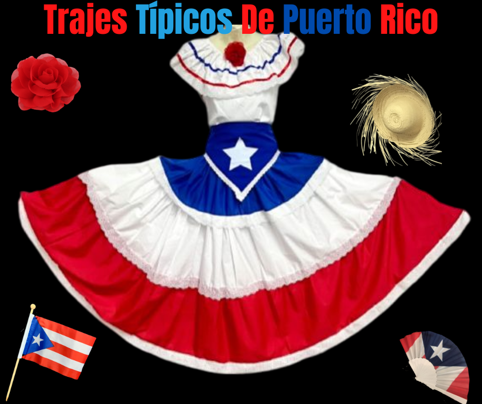 Traje Tradicional De Puerto Rico Trajes Típicos De PR Wide 3PC Set
