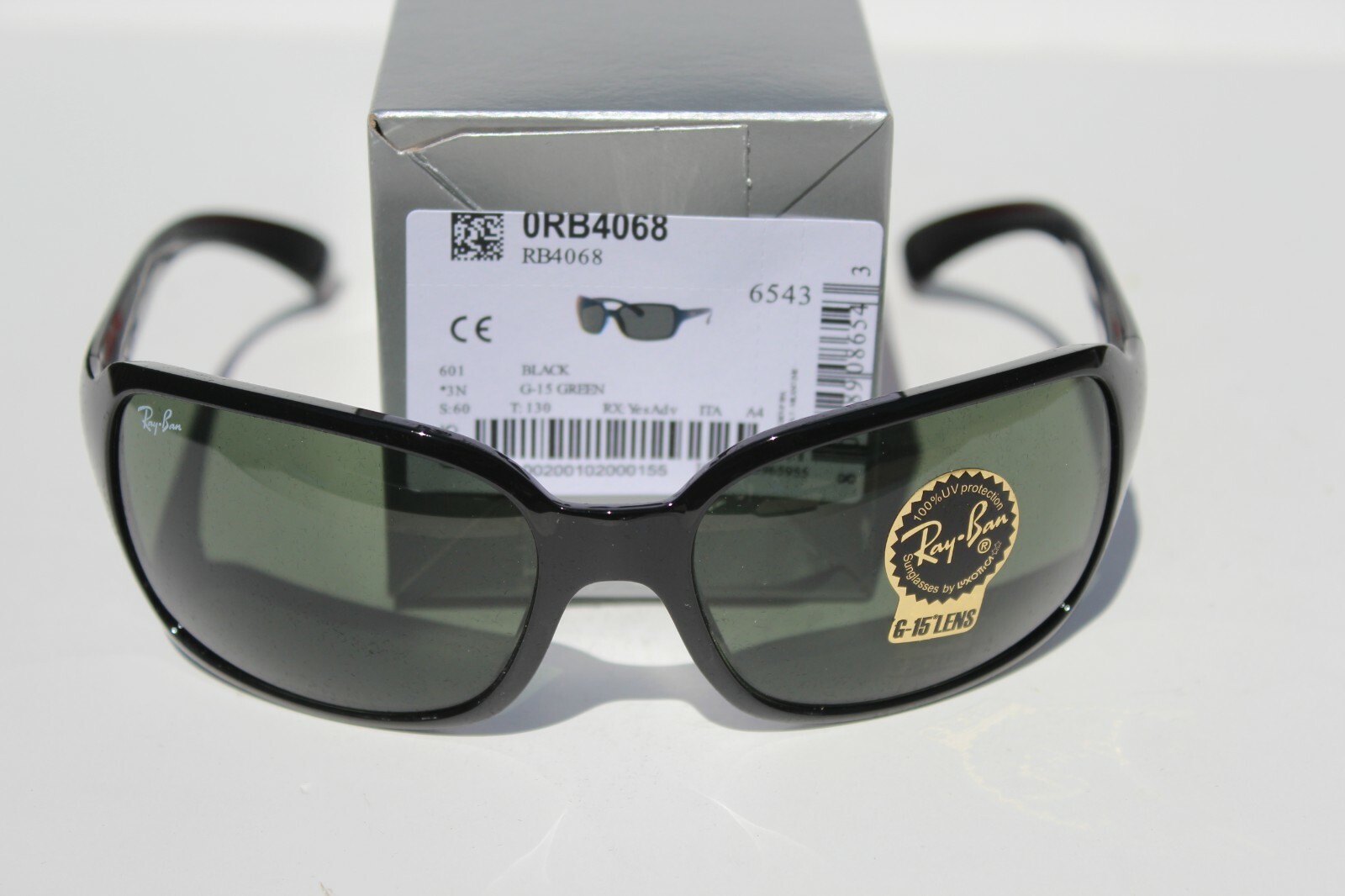 RAY-BAN RB4068 Womens Sunglasses 601 60-17 Black/Gray Green G-15 NEW ...