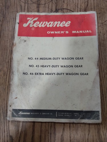 Kewanee No. 44 45 47 Wagon Gear Owners Manual No. 45-0951-4 | eBay
