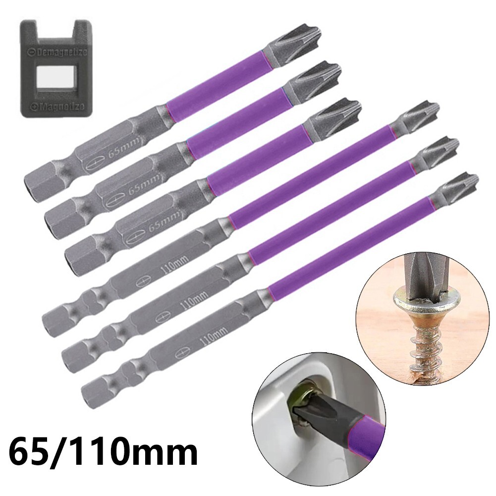 6Pcs 65/110mm Magnetic Cross Screwdriver Bit For Electrician FPH2 ...