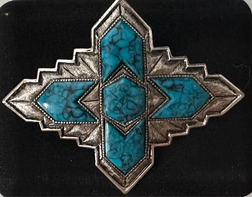 Signed SARAH COVENTRY Faux Turquoise Silver Tone Vintage Brooch Jewelry ...