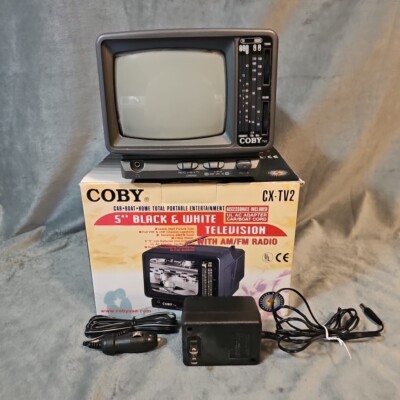 Coby CX-TV2 5" Portable Black & White Television AM/FM Radio Car Boat ...