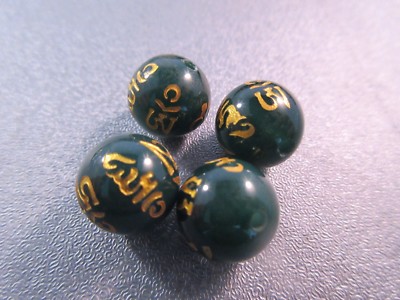 Tibetan Green Onyx Sanskrit Mantra Om Mani Padma Hum Round 12mm Beads ...