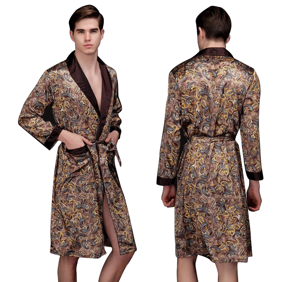 2nd item ship FREE Men Robe Satin Silk Robe Satin Spa Gown Silk Pajamas ...