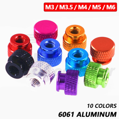 Aluminum Knurled Thumb Nuts with Collar Blind Hole Hand Grip Knob Nuts ...