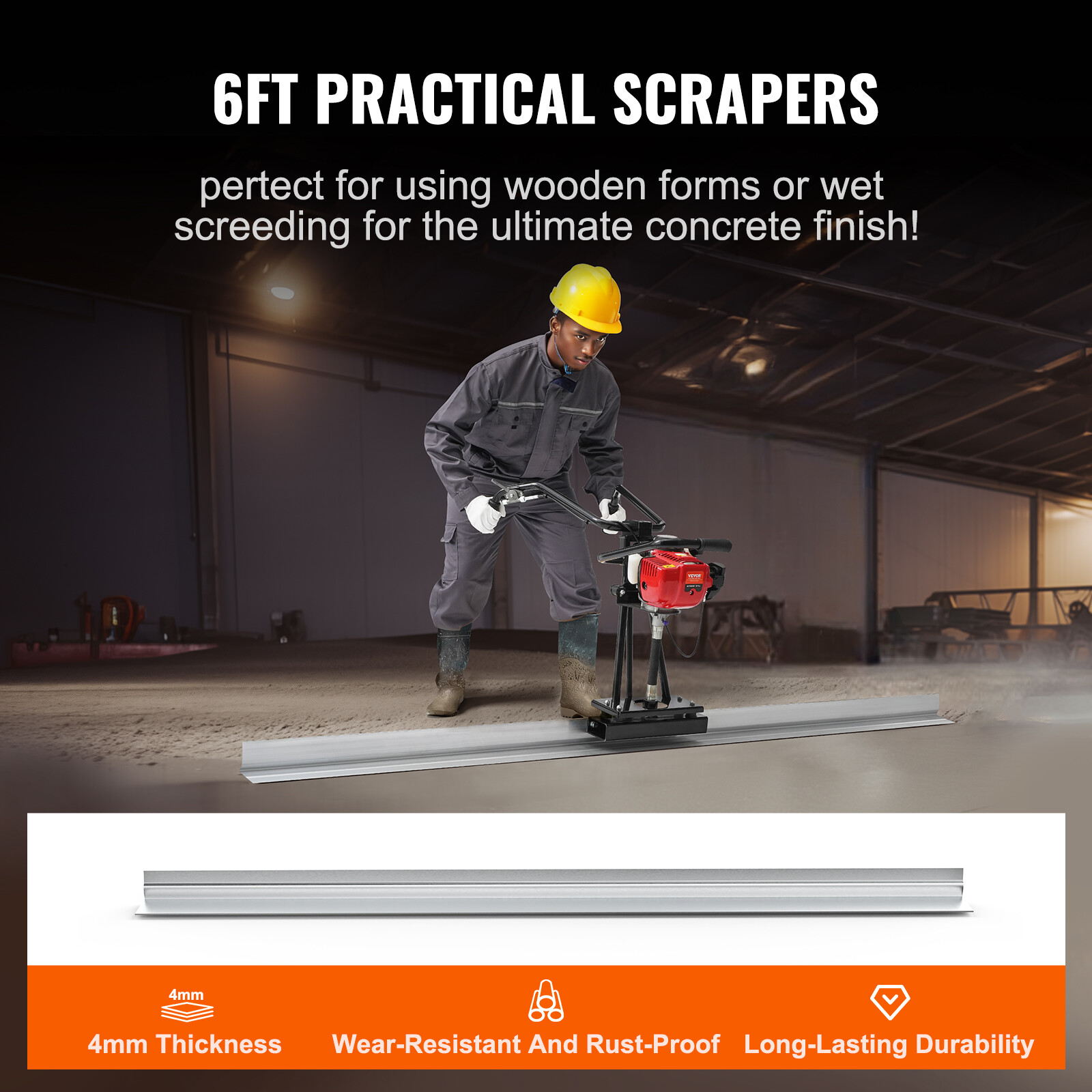 VEVOR Power Screed Gas Concrete Finishing Float with 6ft Blade Board 4 ...