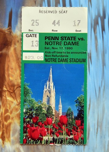1990 Notre Dame Fighting Irish vs Penn State Ticket Stub. NCAA Football ...