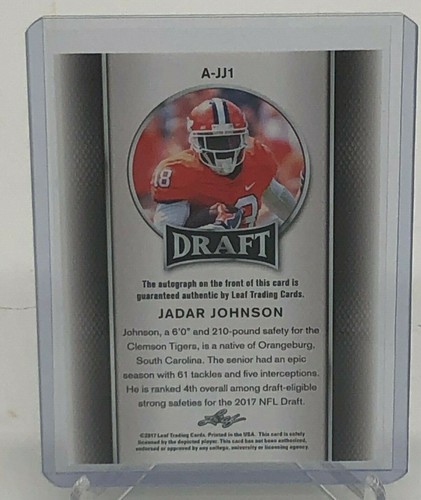 2017 Leaf Draft - Autographs Jadar Johnson #A-JJ1 (AU, RC) for sale ...