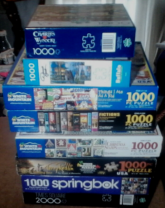 Lot of 8 Assorted 1000 - 2000 pc Jig Saw Puzzles - White Mountain ...