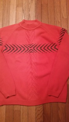 Alex Cannon Mens Orange Knit Long Sleeve Pattern ski snow Sweater Large ...