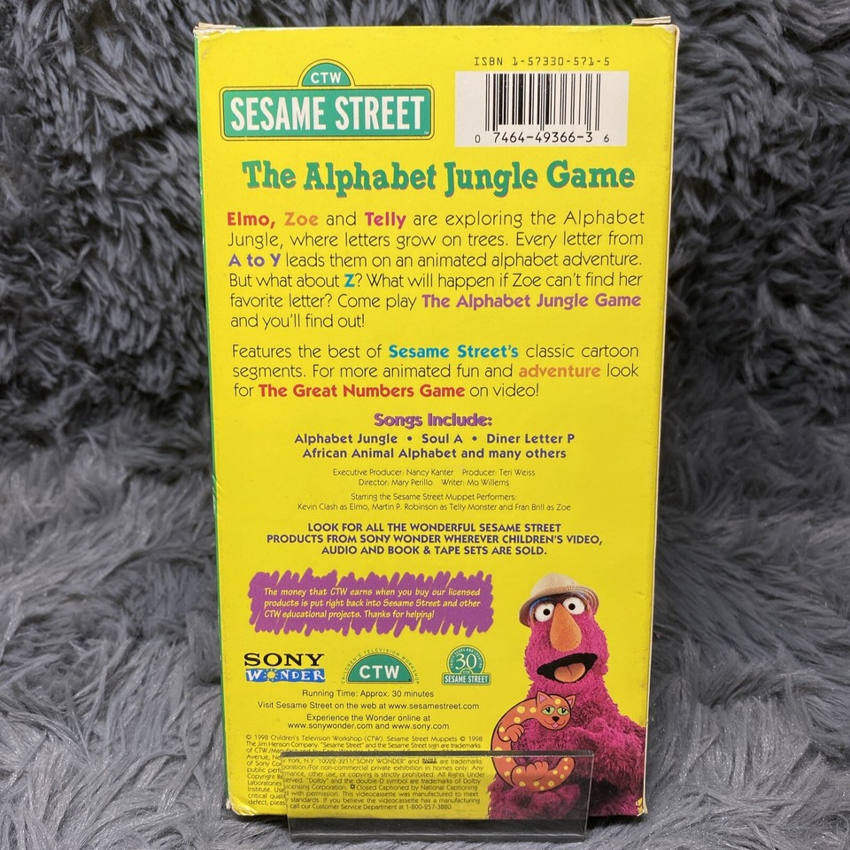 Sesame Street Alphabet Jungle Game VHS 1998 Video Tape Elmo Children ...